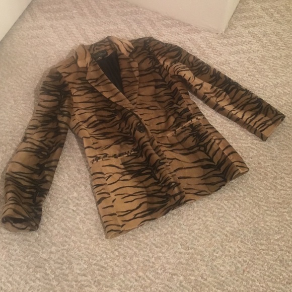 Vintage | Jackets & Coats | Vintage Tiger Print Velvet Blazer | Poshmark
